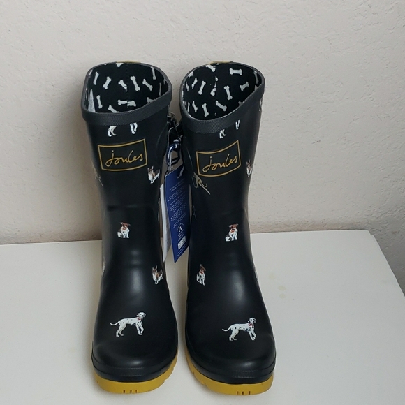 Joules | Shoes | Joules Black Molly Welly Rain Boots Dog Corgi Beagle ...